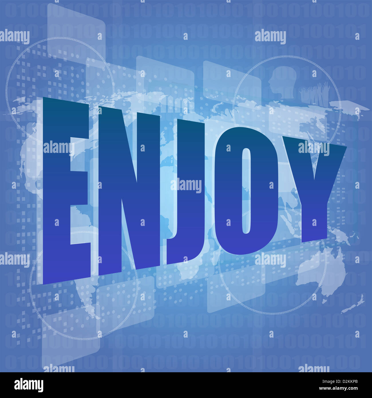 enjoy word on touch screen on world map. digital screen Stock Photo - Alamy