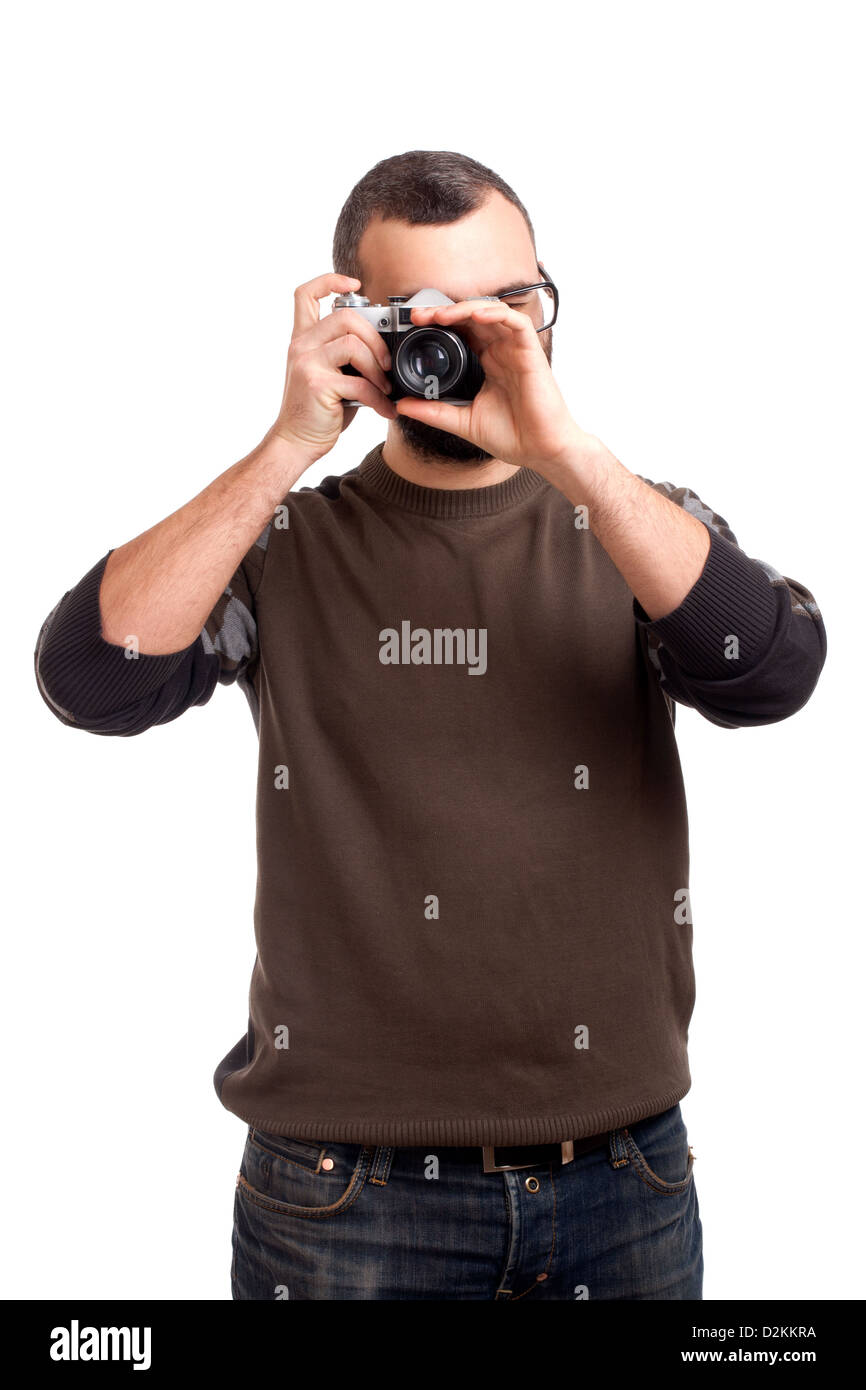 Young man making photo Stock Photo - Alamy