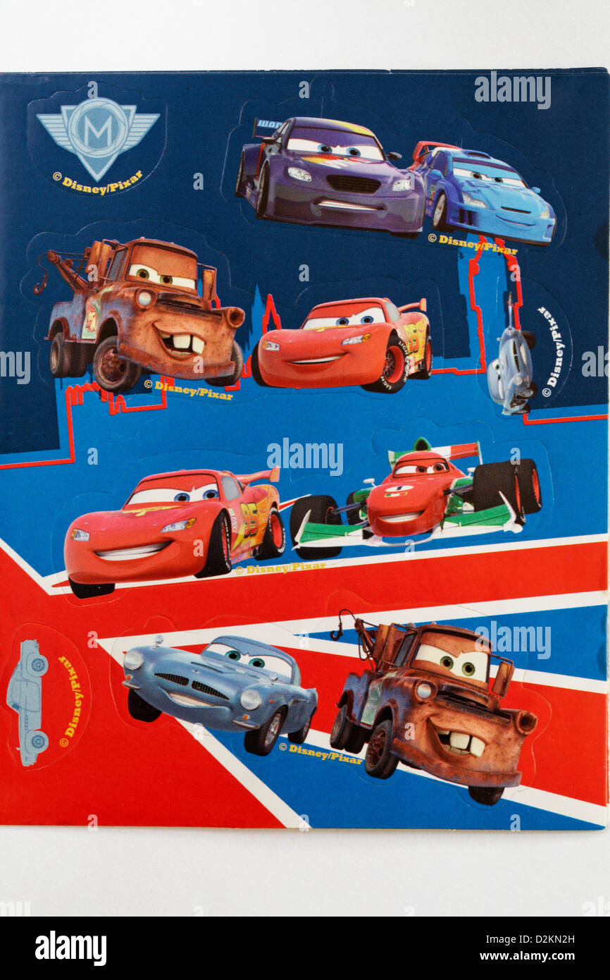 Disney Pixar sheet of stickers for Cars Stock Photo - Alamy