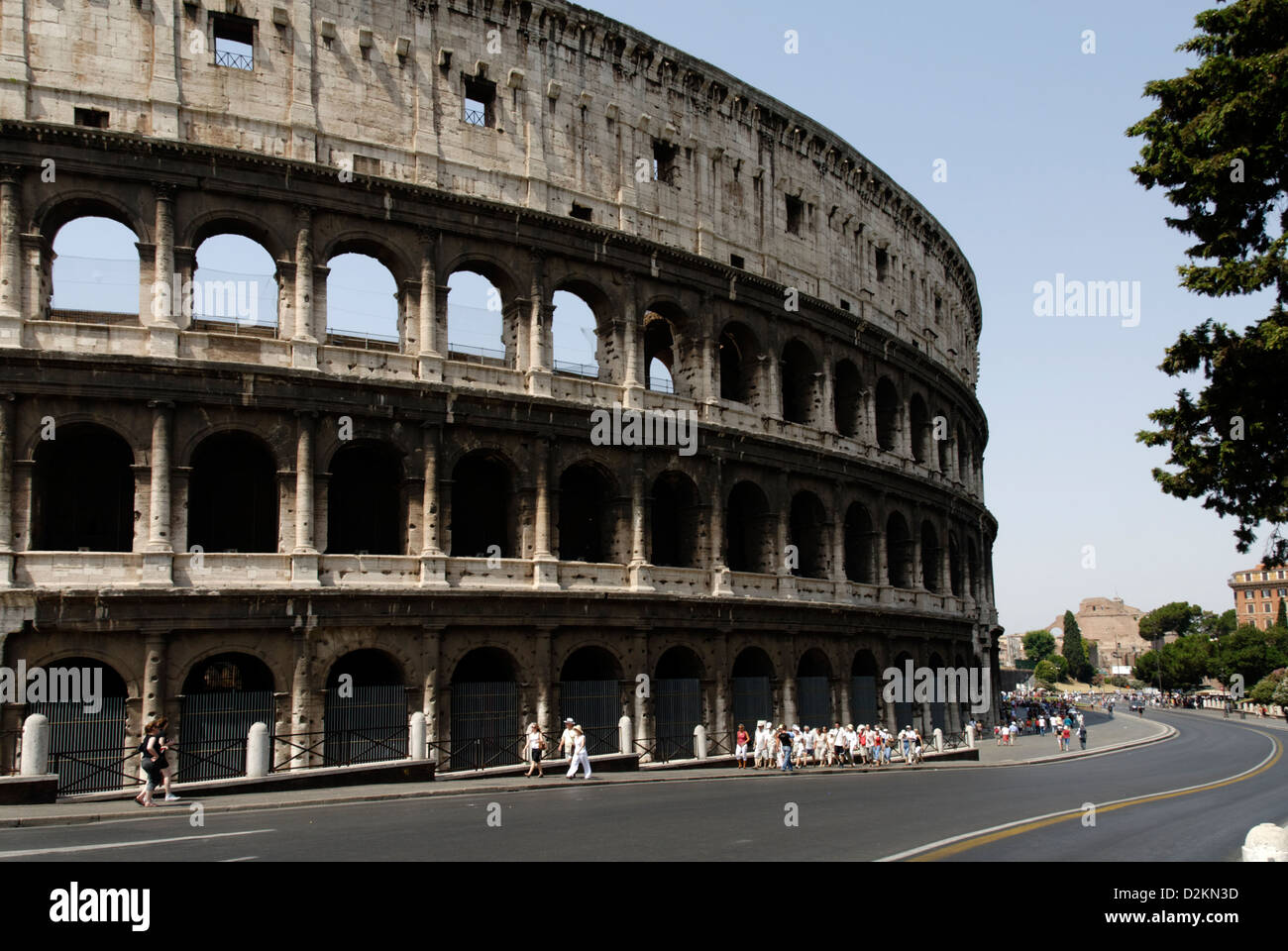 View of the exterior of the Colosseum which is one of ancient Rome's ...