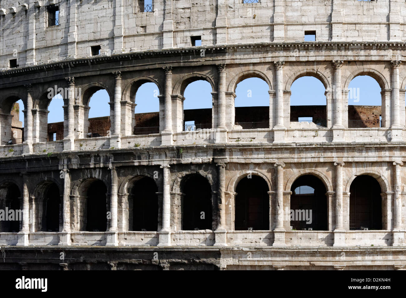 View of the exterior of the Colosseum which is one of ancient Rome's ...