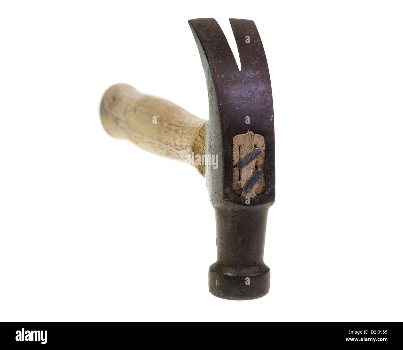 An old carpenter's hammer isolated on white Stock Photo - Alamy