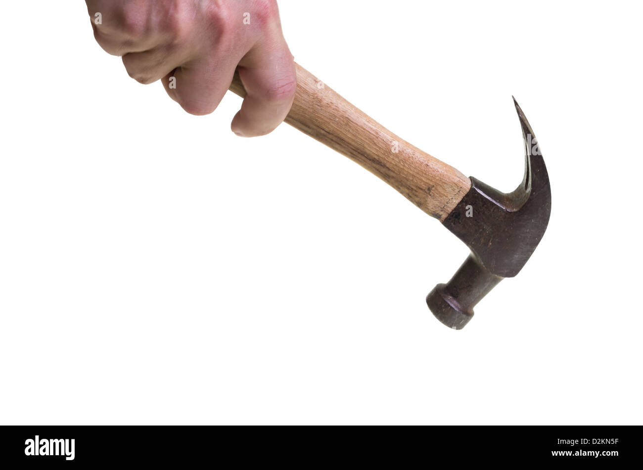 A carpenter swinging a hammer isolated on white Stock Photo - Alamy