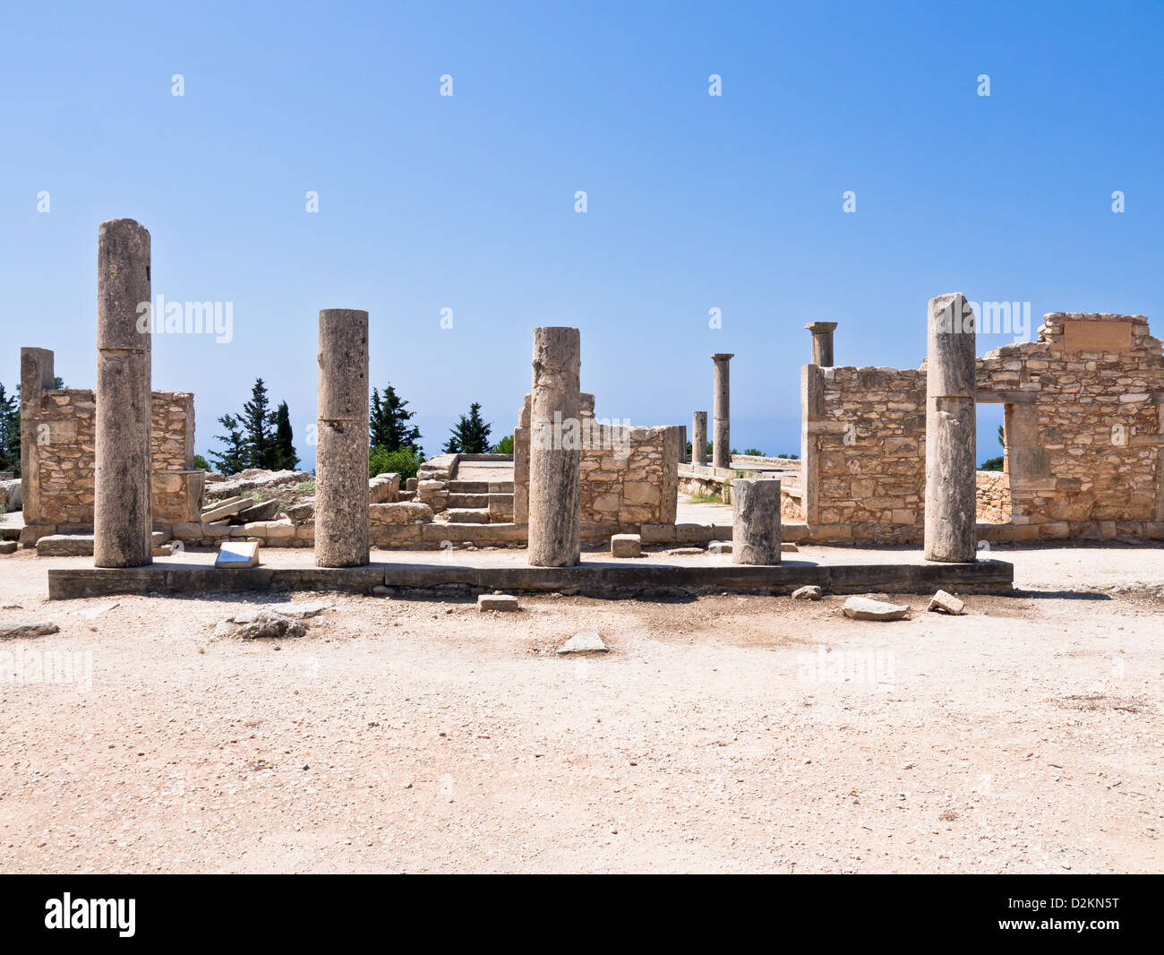 A row of columns and ruins at the ancient archaeological site of Curium ...