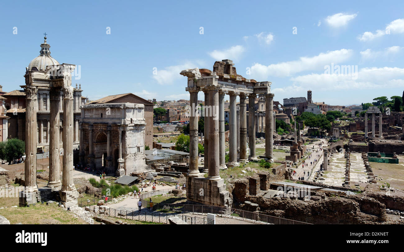 View of the romantic ruins of the Roman Forum which was the centre of ...