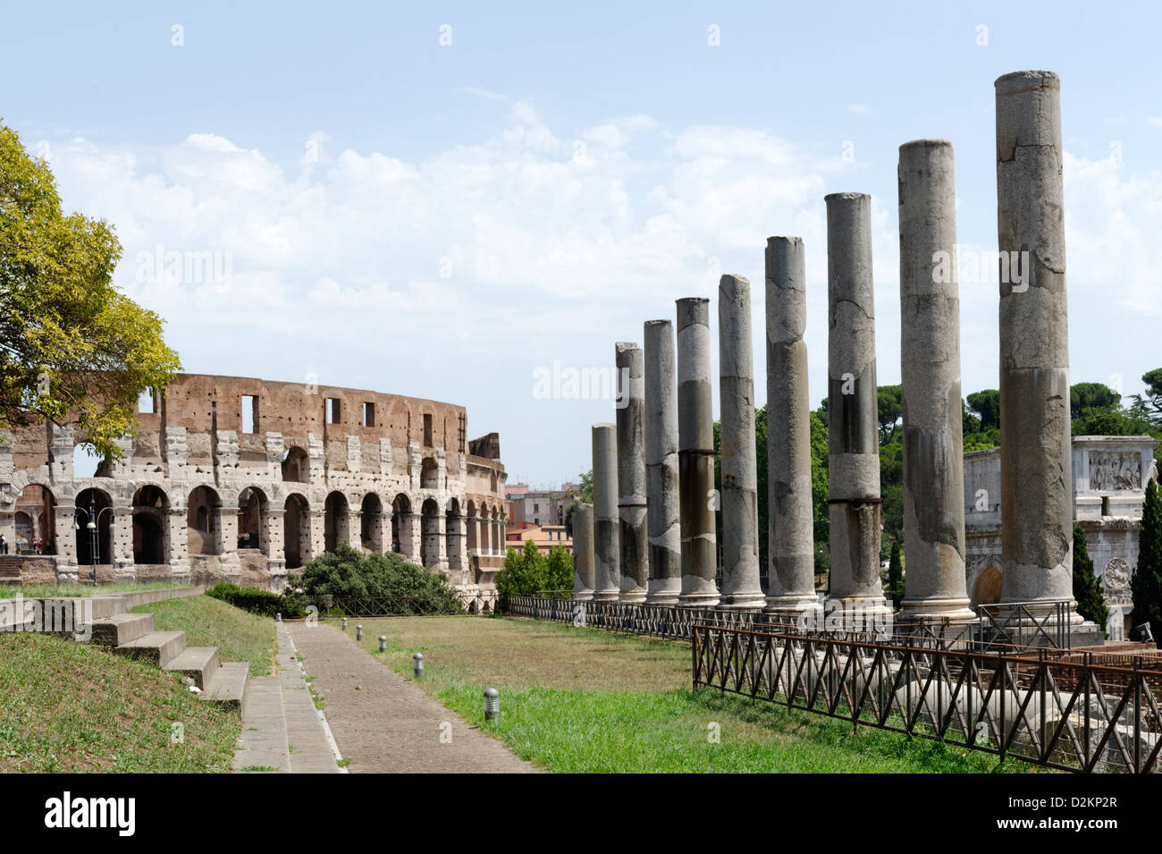 Rome. Italy. View of re-erected columns of the monumental Temple of ...