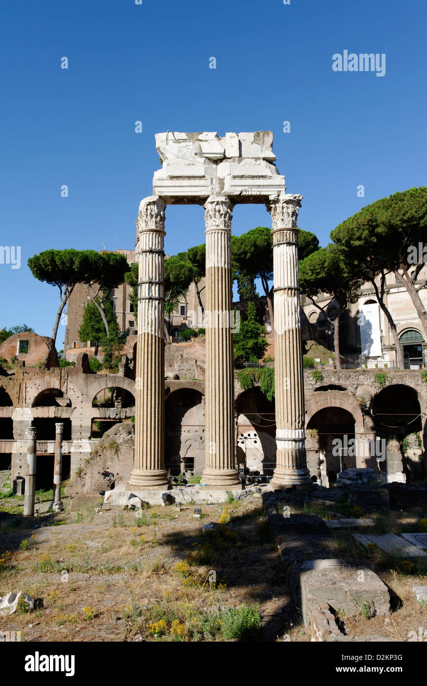 The three re-erected Corinthian columns and entablature of Julius ...