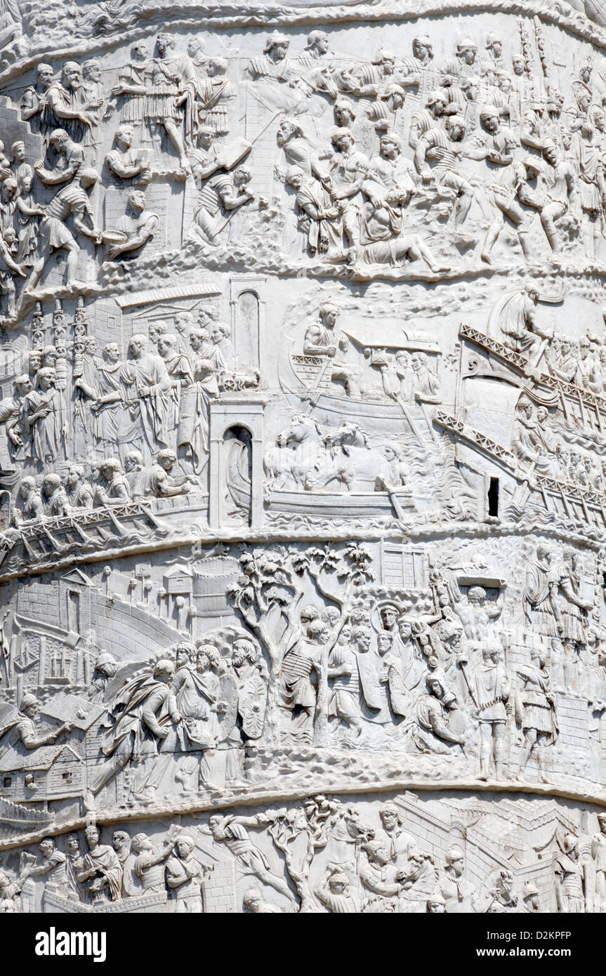 Rome. Italy. Close up view of the sculptural art detail of Trajan’s ...