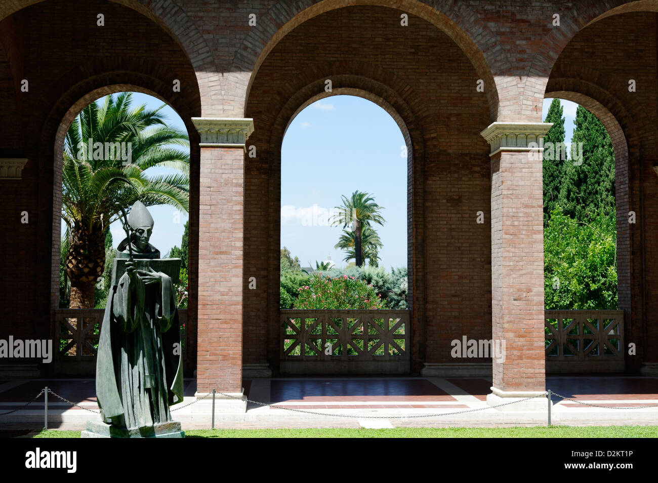 Rome. Italy. The bronze statue of St Anselm, Church of San Anselmo ...
