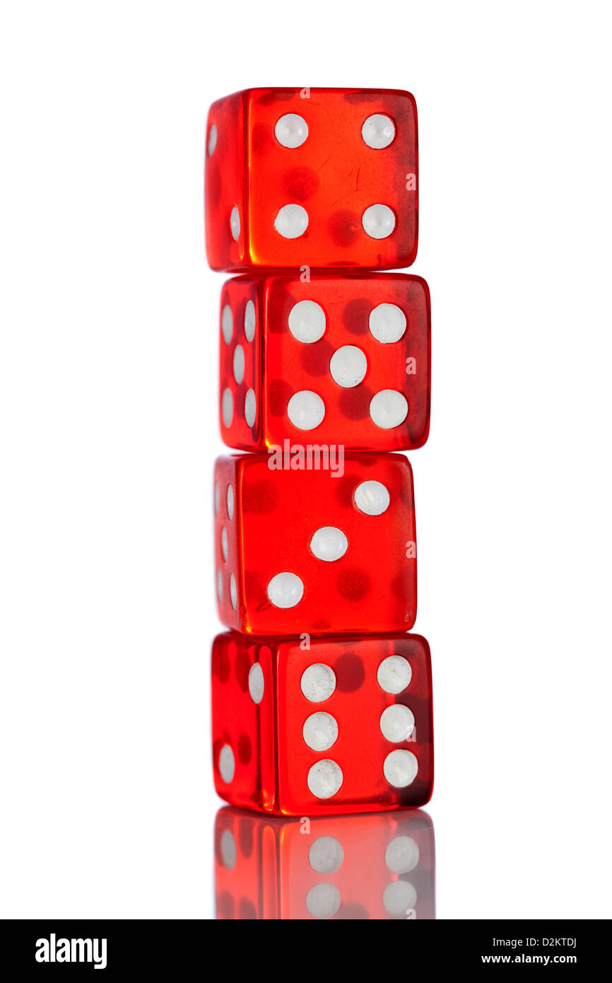 classic red dice on a white background Stock Photo - Alamy