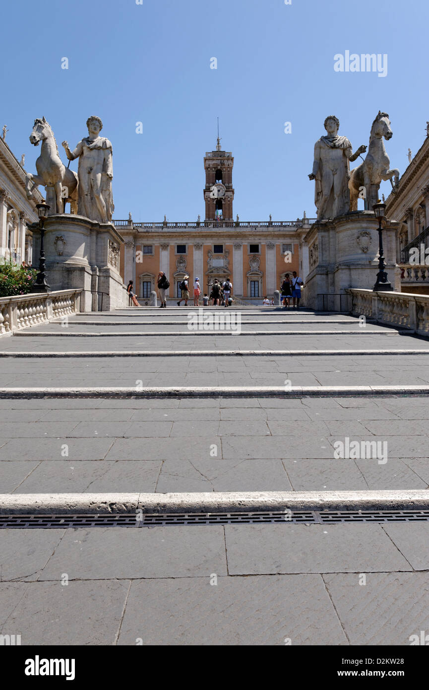 Rome. Italy. The Cordonata, a long staircase ramp which gently ascends ...