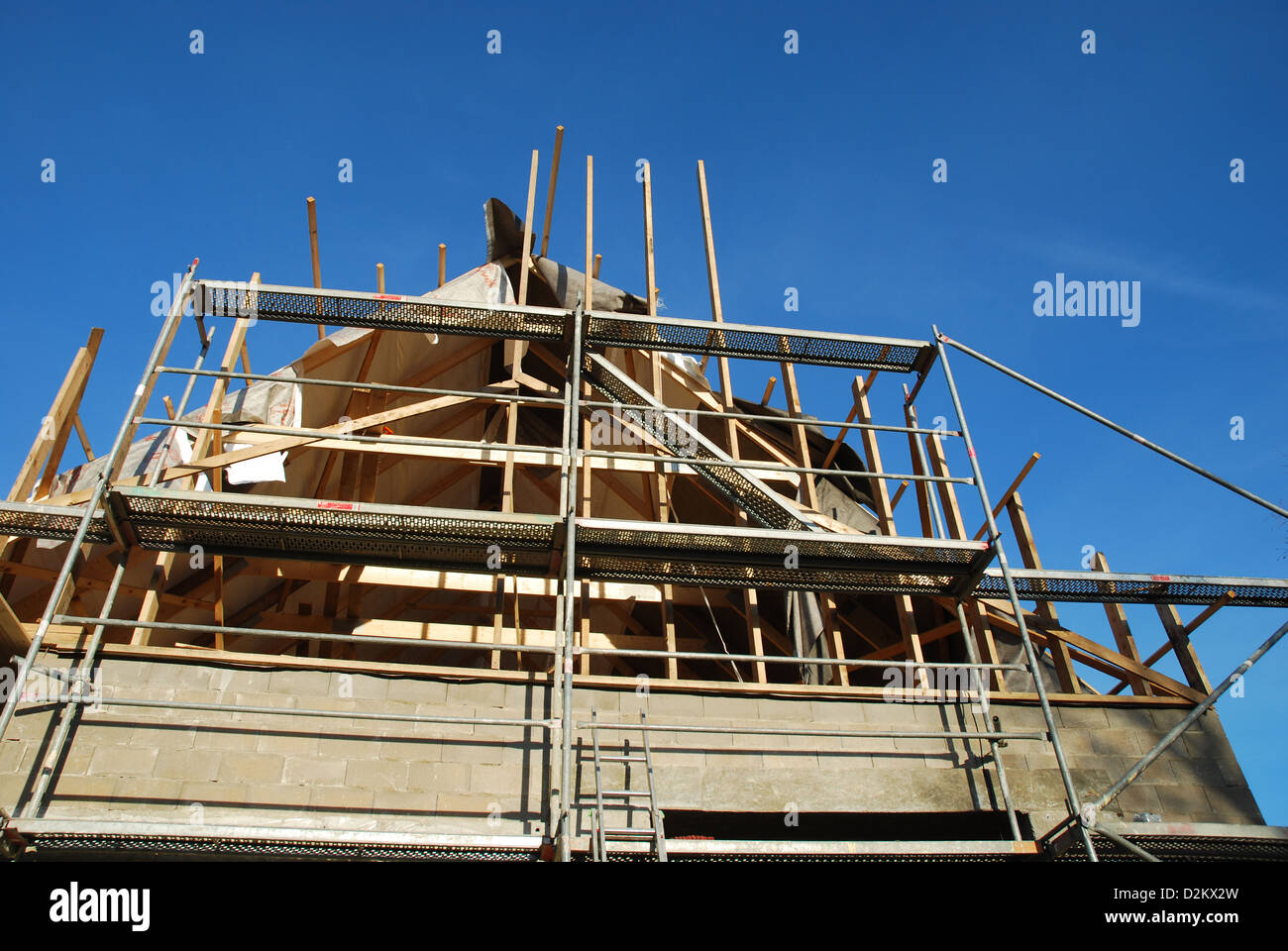 ladder and scaffolding at construction work site Stock Photo - Alamy