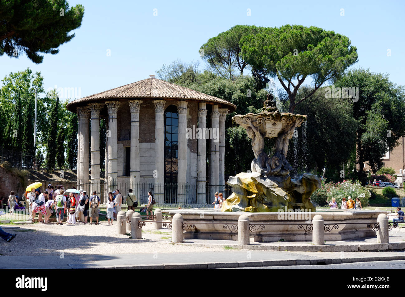 Rome Italy. The circular Temple of Hercules Victor and the 17th century ...