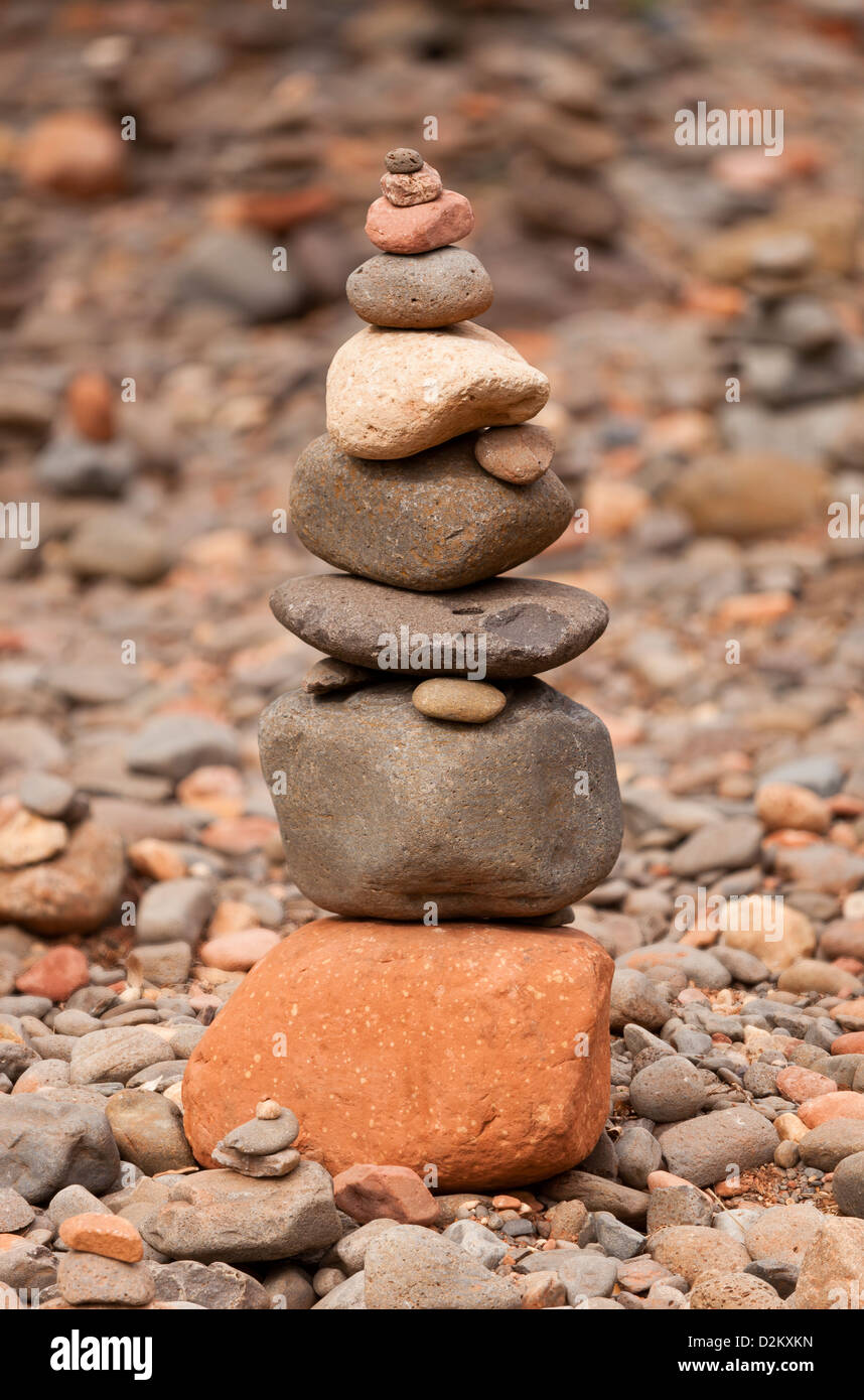 Stacks of Stones at Buddha Beach near Cathedral Rock in West Sedona ...