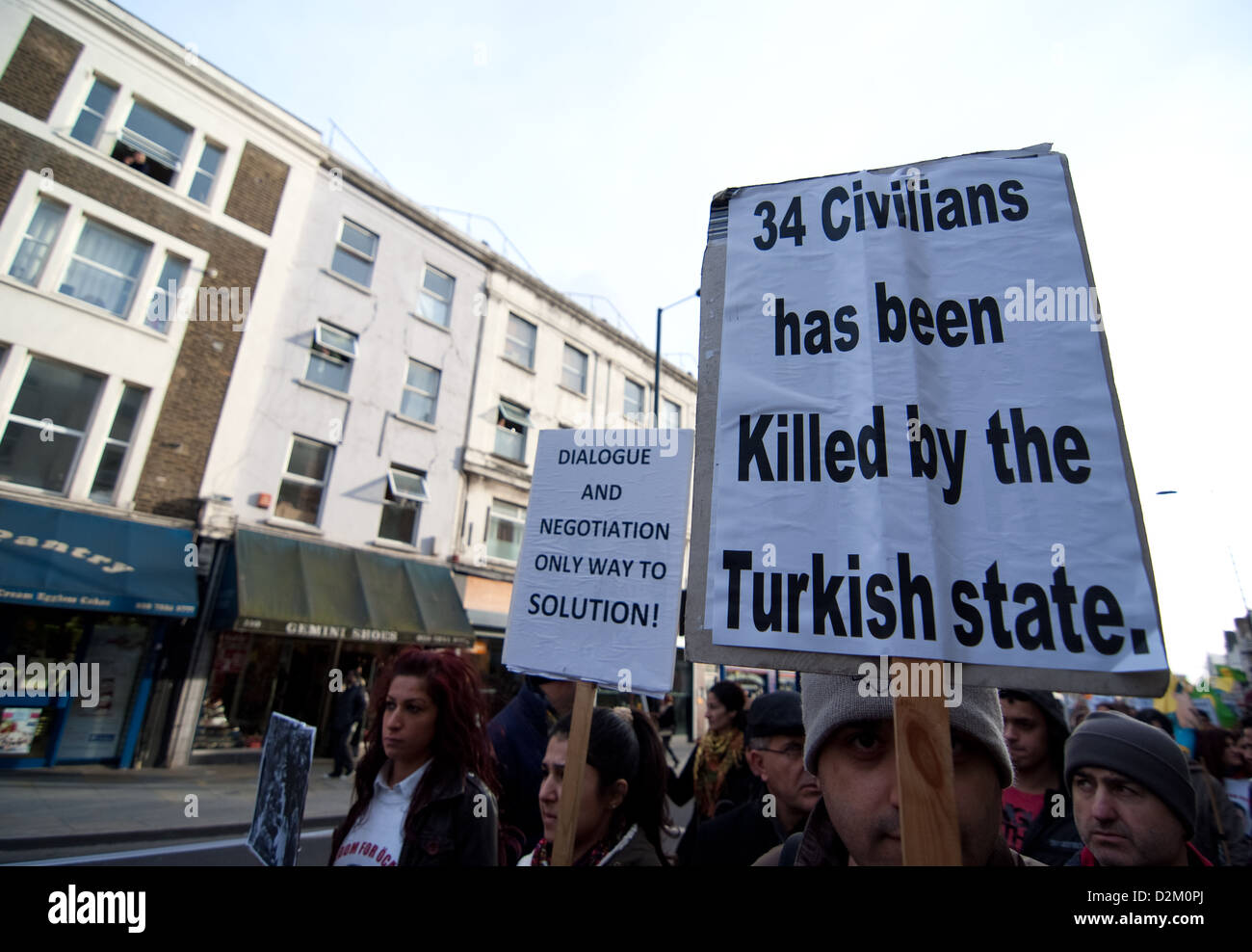 Man holds a Placard during The first anniversary of the Roboski ...