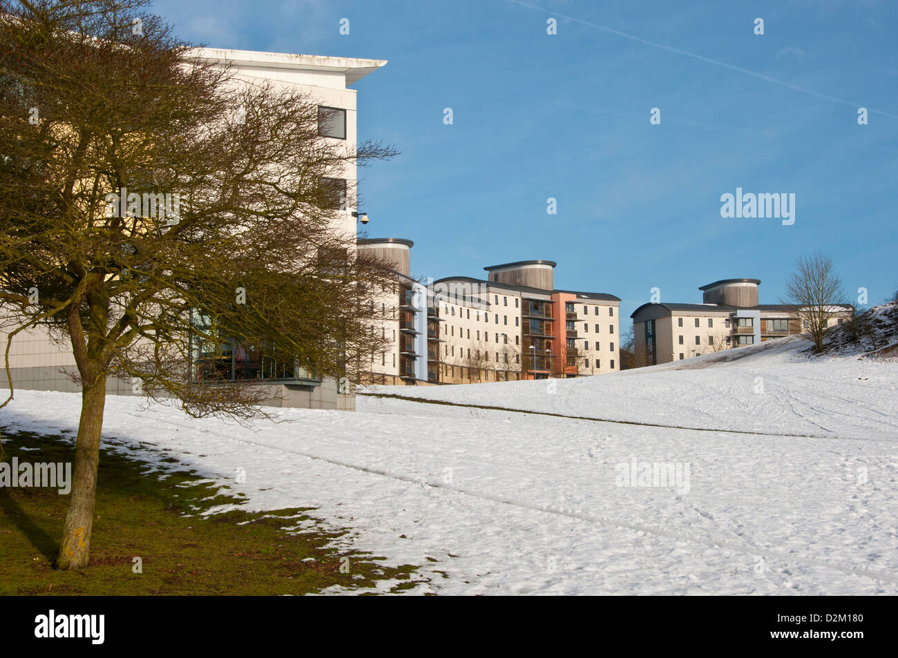 UEA University of East Anglia in the snow Student accommodation halls ...