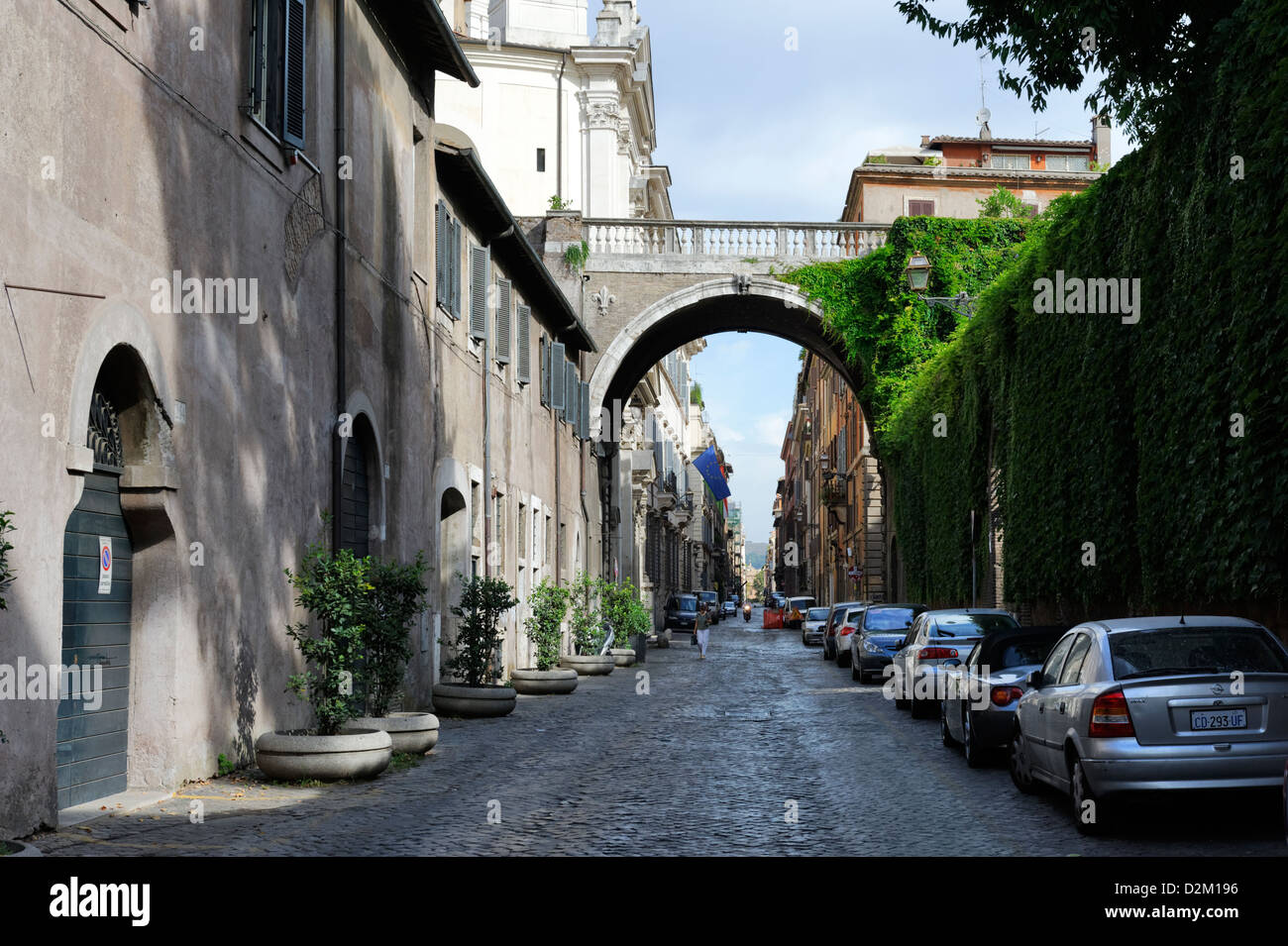 Rome. Italy. View of the Arco Farnese, an on Via Giulia which is ...