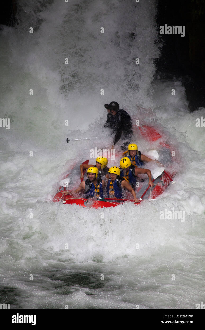 New Zealand white water rafting rapid waterfall sports Stock Photo - Alamy