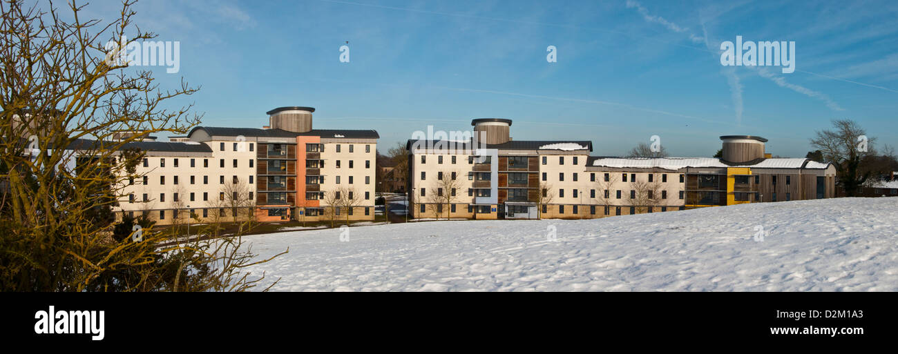 UEA University of East Anglia in the snow Student accommodation halls ...
