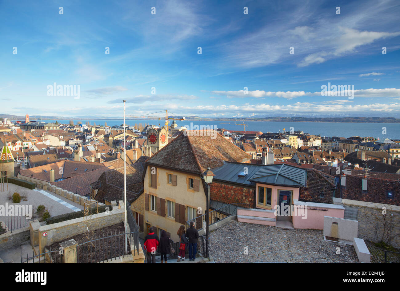 View of city skyline, Neuchatel, Switzerland Stock Photo - Alamy