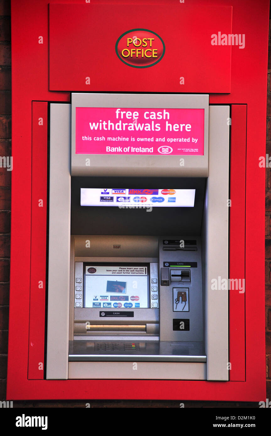 A red Post Office cash machine Stock Photo - Alamy