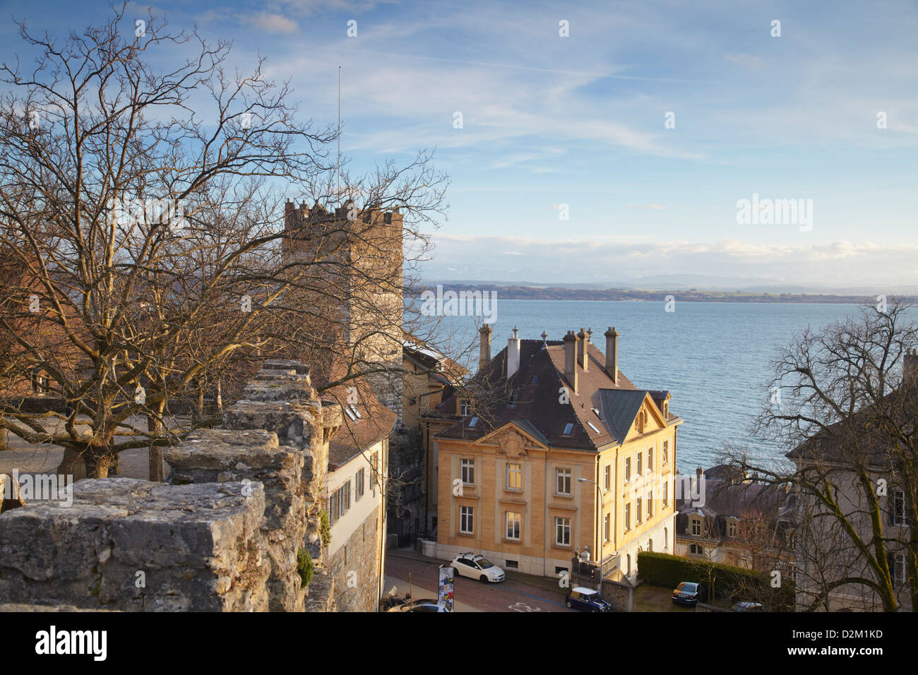 Neuchatel Chateau walls and Prison Tower, Neuchatel, Switzerland Stock ...