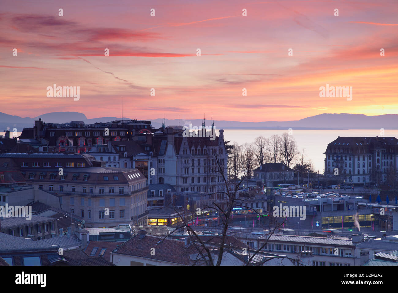 City skyline at sunset, Lausanne, Vaud, Switzerland Stock Photo - Alamy