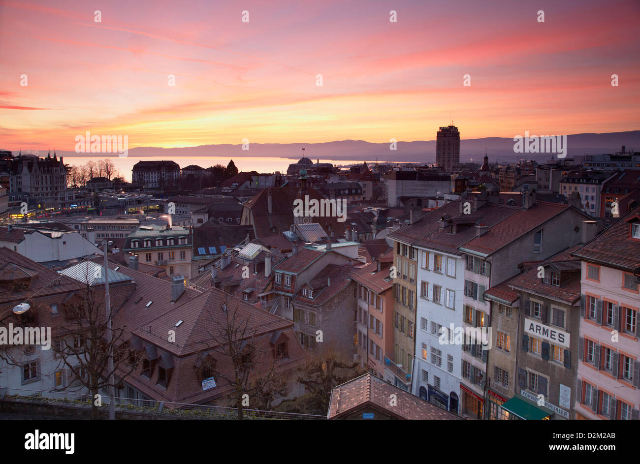 City skyline at sunset, Lausanne, Vaud, Switzerland Stock Photo - Alamy