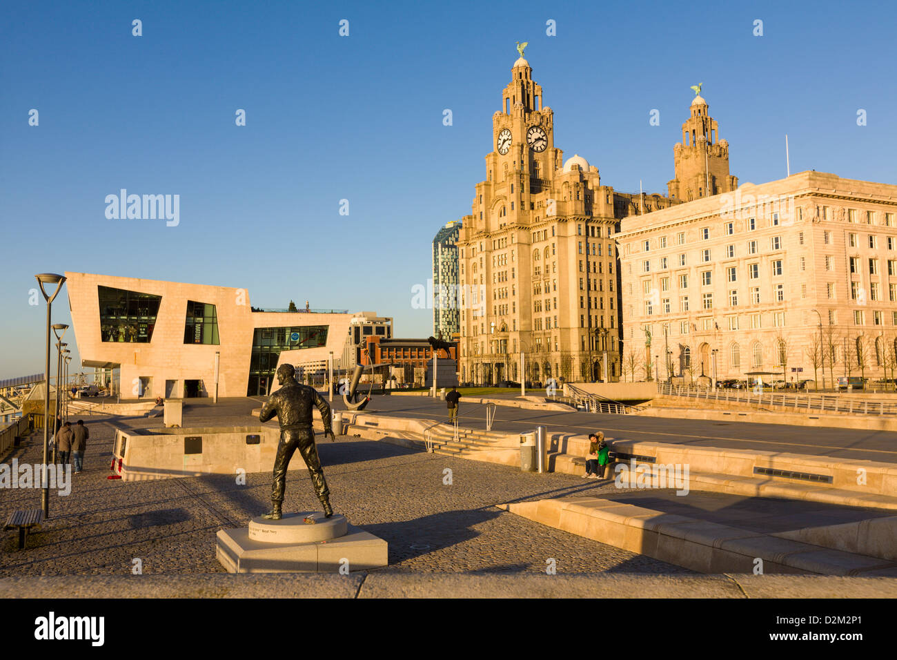 Pier head ferry terminal with Liver Buildings, Liverpool, England Stock ...