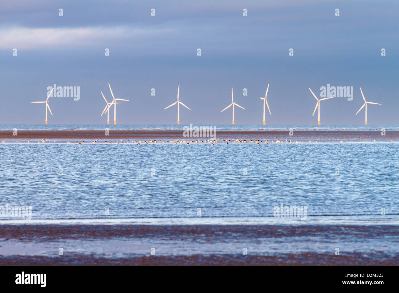 Wind turbines in the Irish Sea off Wirral, England Stock Photo - Alamy