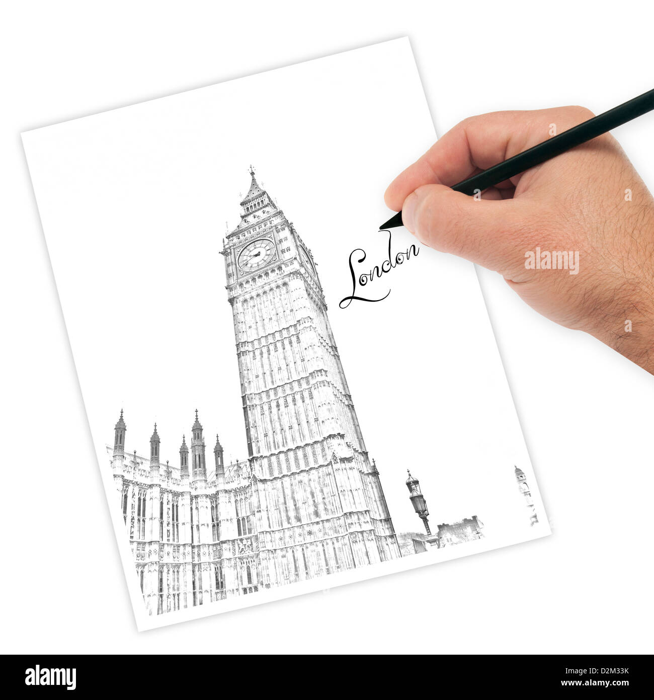 artist drawning landscape of london Stock Photo - Alamy