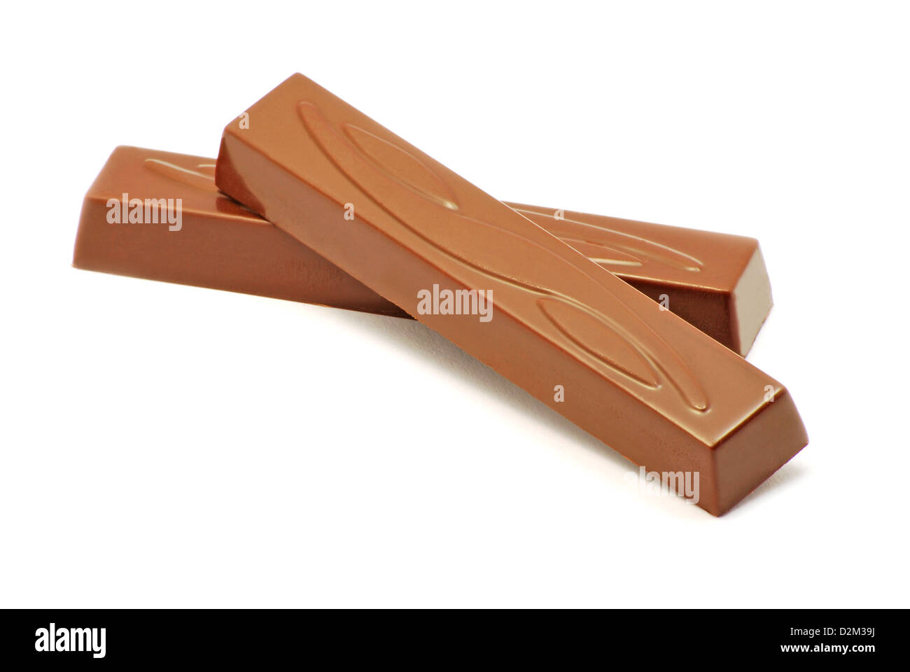Two pieces of chocolate on white background Stock Photo - Alamy