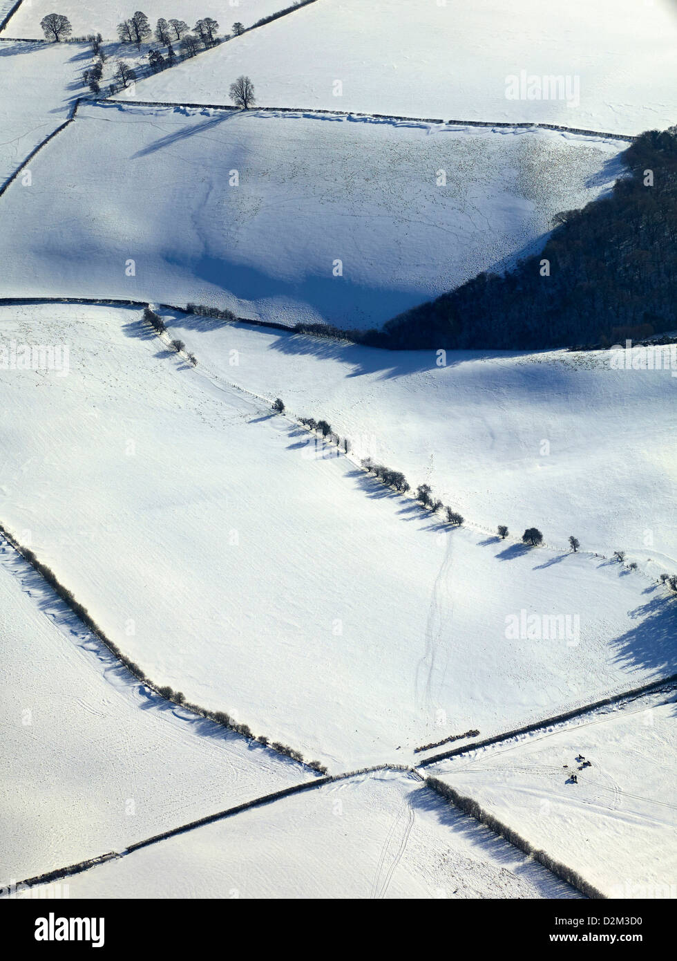Frozen snow covered Britain, winter 2013, West Shropshire, UK Stock ...