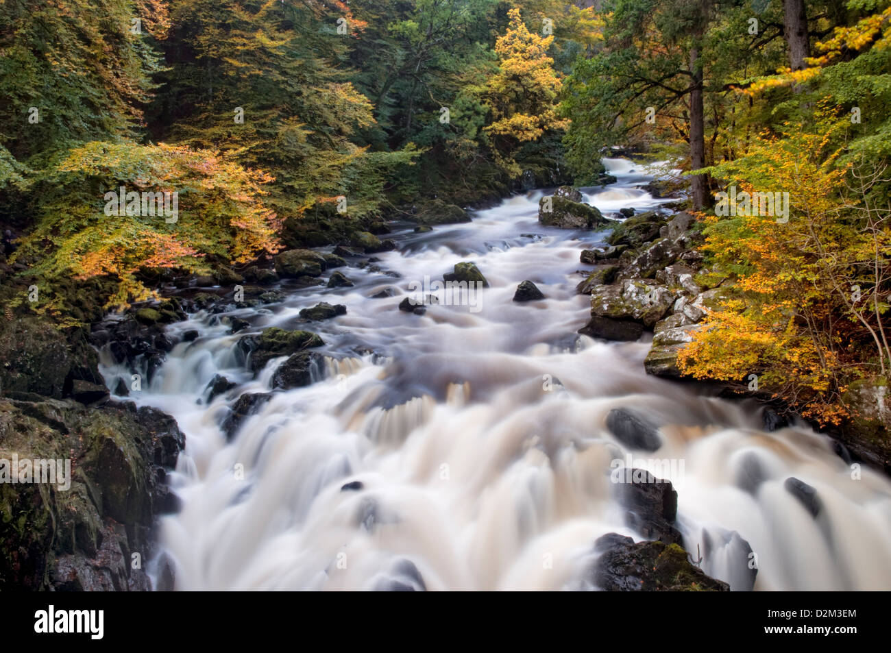 The River Braan just as it starts to tumble over the waterfall near the ...