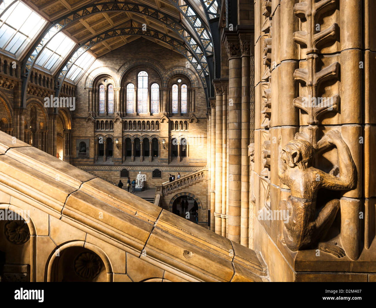 detail - sculpture of monkey in Cnenral Hall of Natural history museum ...
