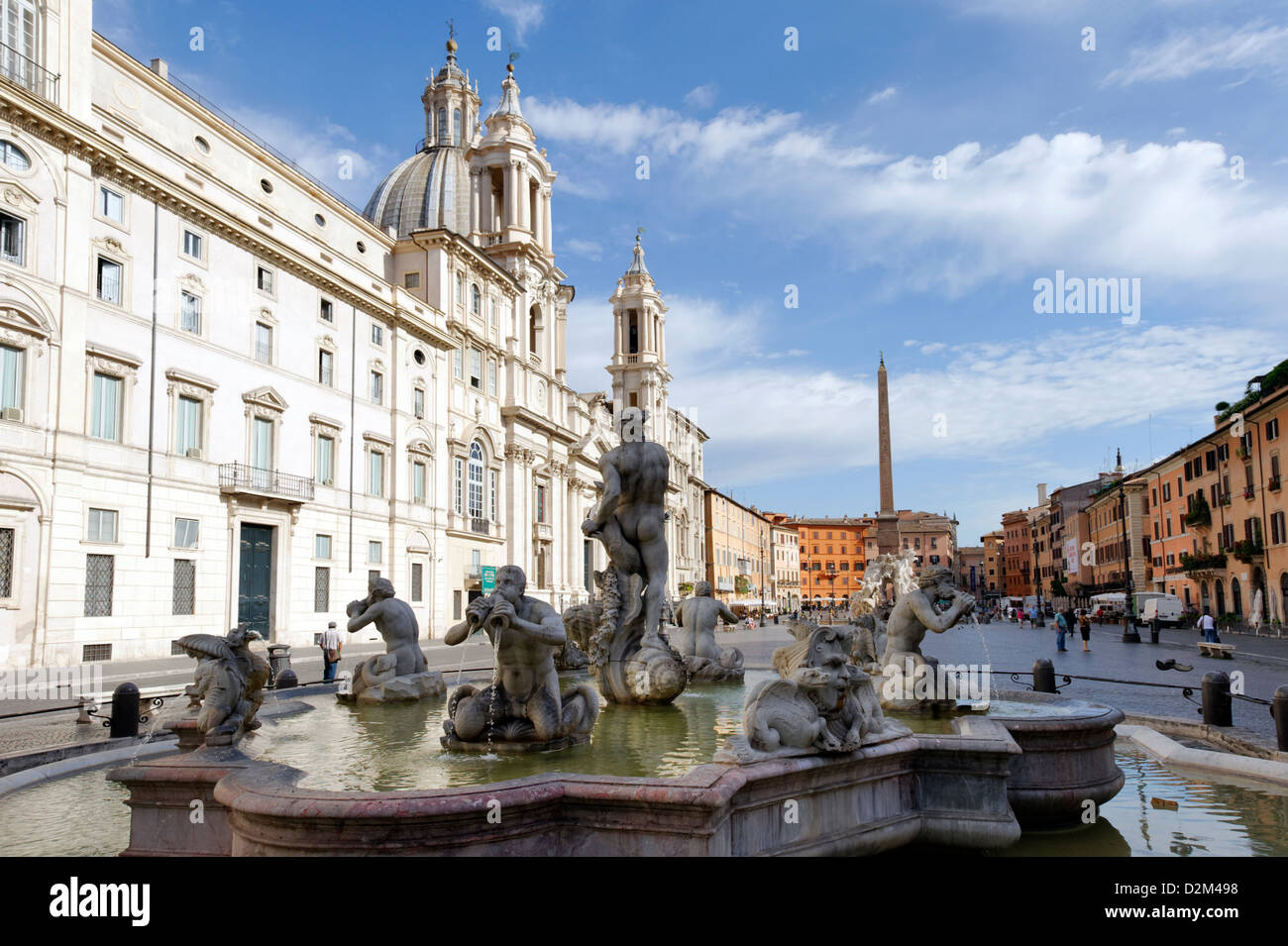 Rome. Italy. View of the Fontana del Moro or Moor fountain at the south ...