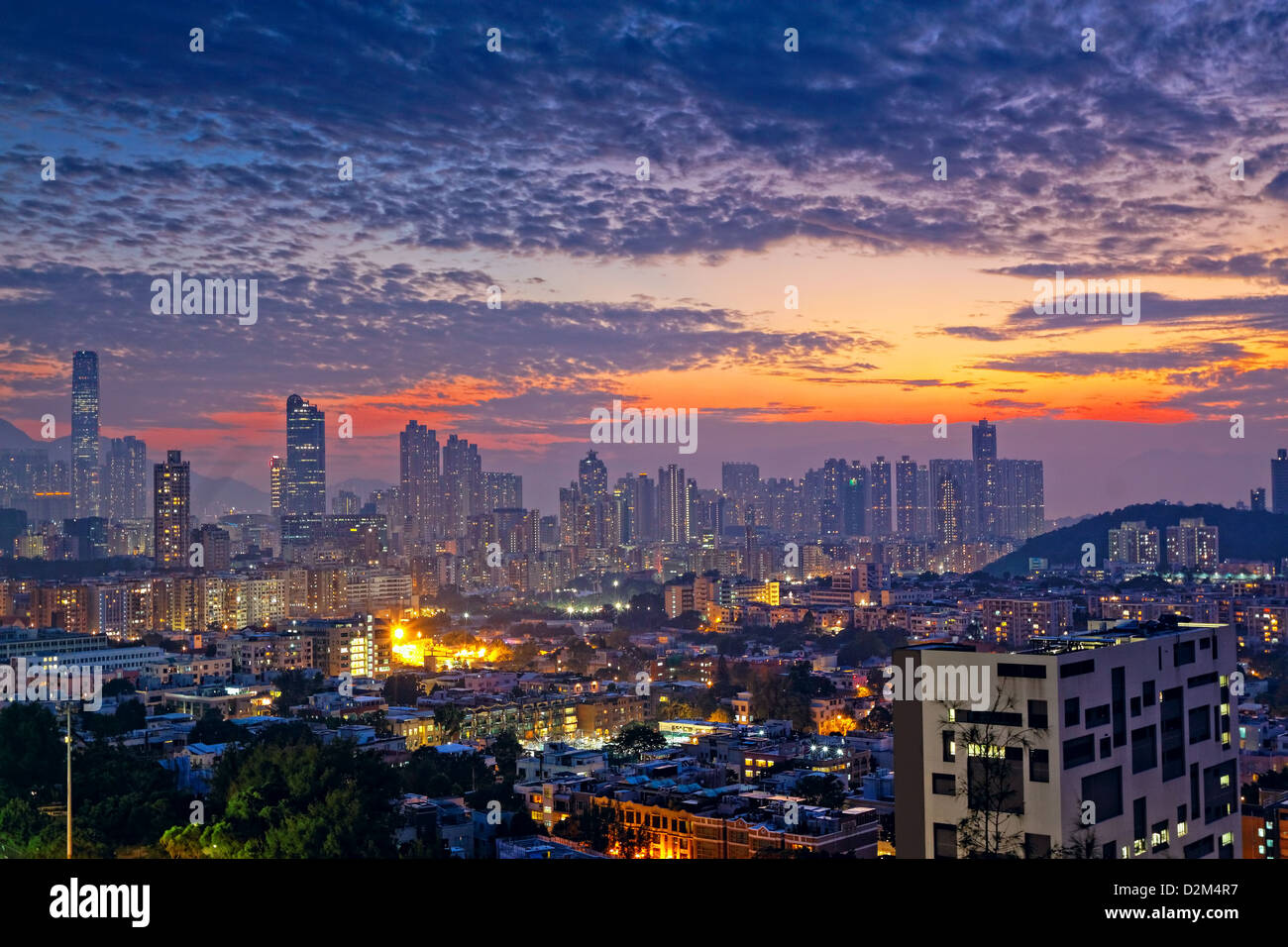 City midtown skyline at dark Stock Photo - Alamy