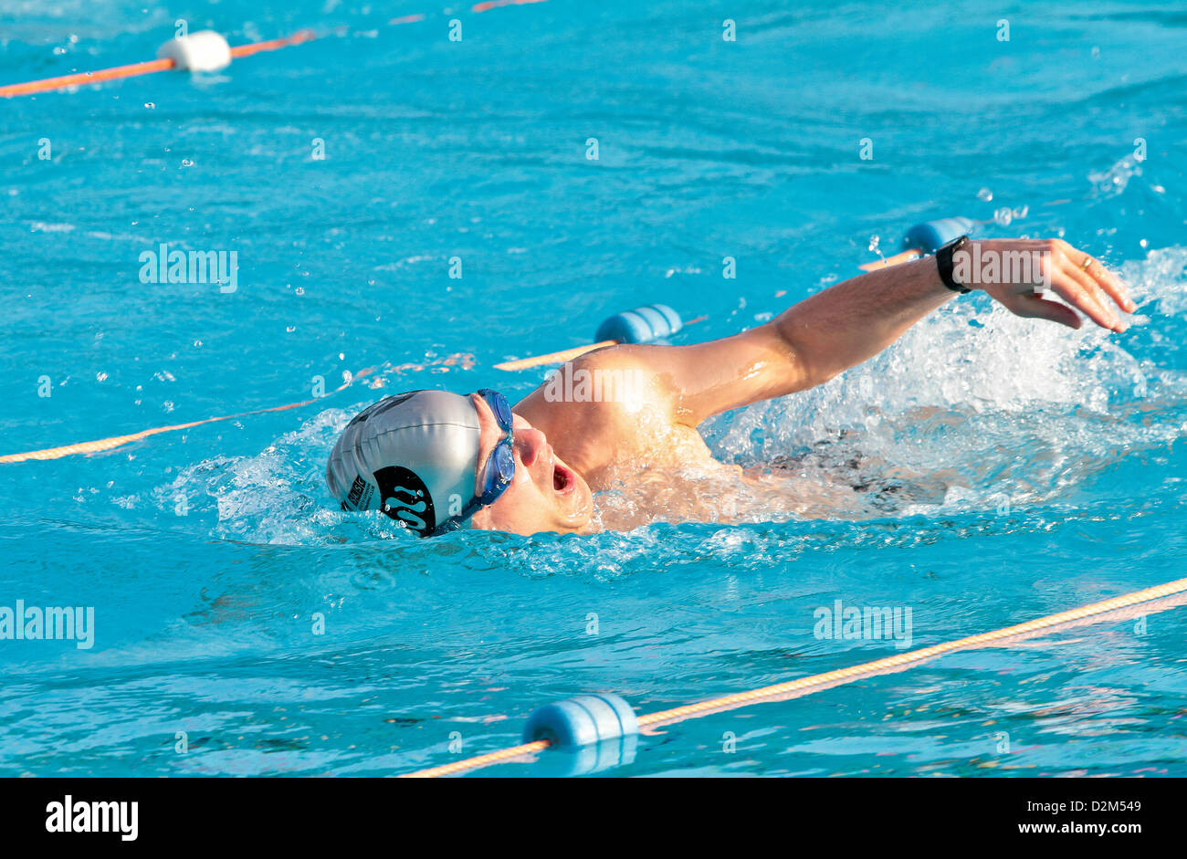 Cold water swimmers at Tooting Bec Lido Stock Photo - Alamy