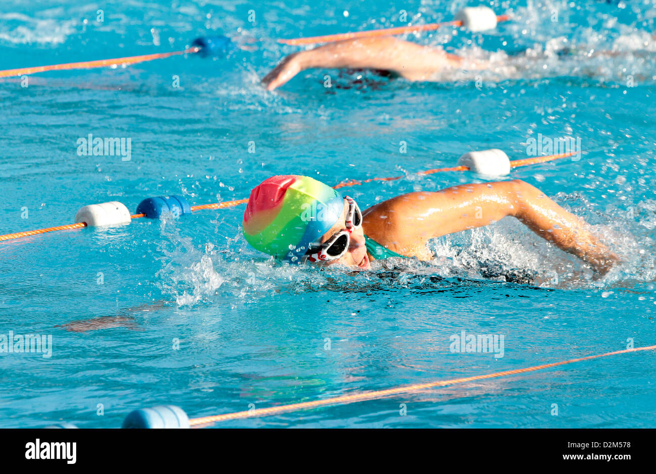cold water swimmer at Tooting Bec Lido in South London UK Stock Photo ...