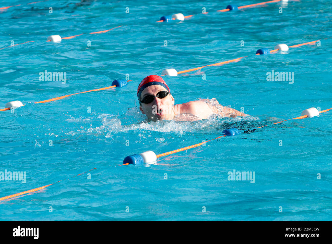 cold water swimmer at Tooting Bec Lido in South London UK Stock Photo ...