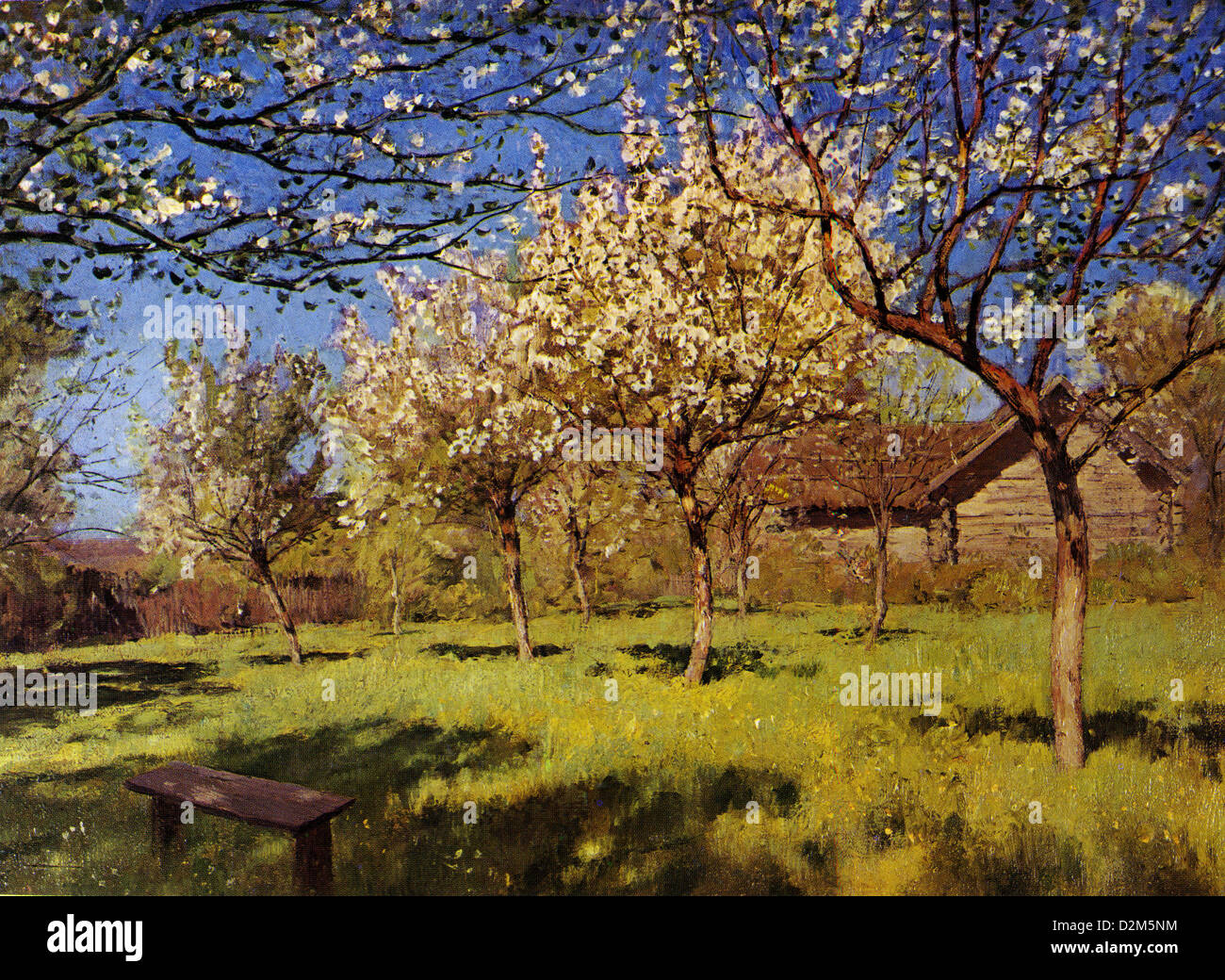 Isaak Levitan "Spring Blooming apple trees" - reproduction from book ...