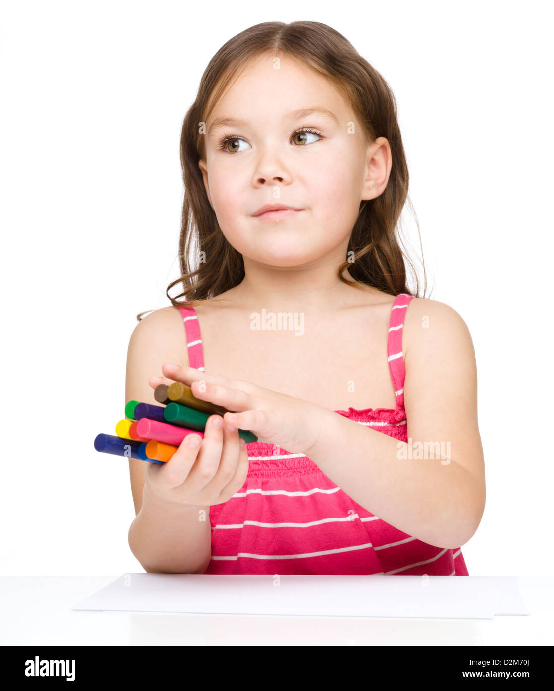 Young child drawing with crayons Cut Out Stock Images & Pictures - Alamy