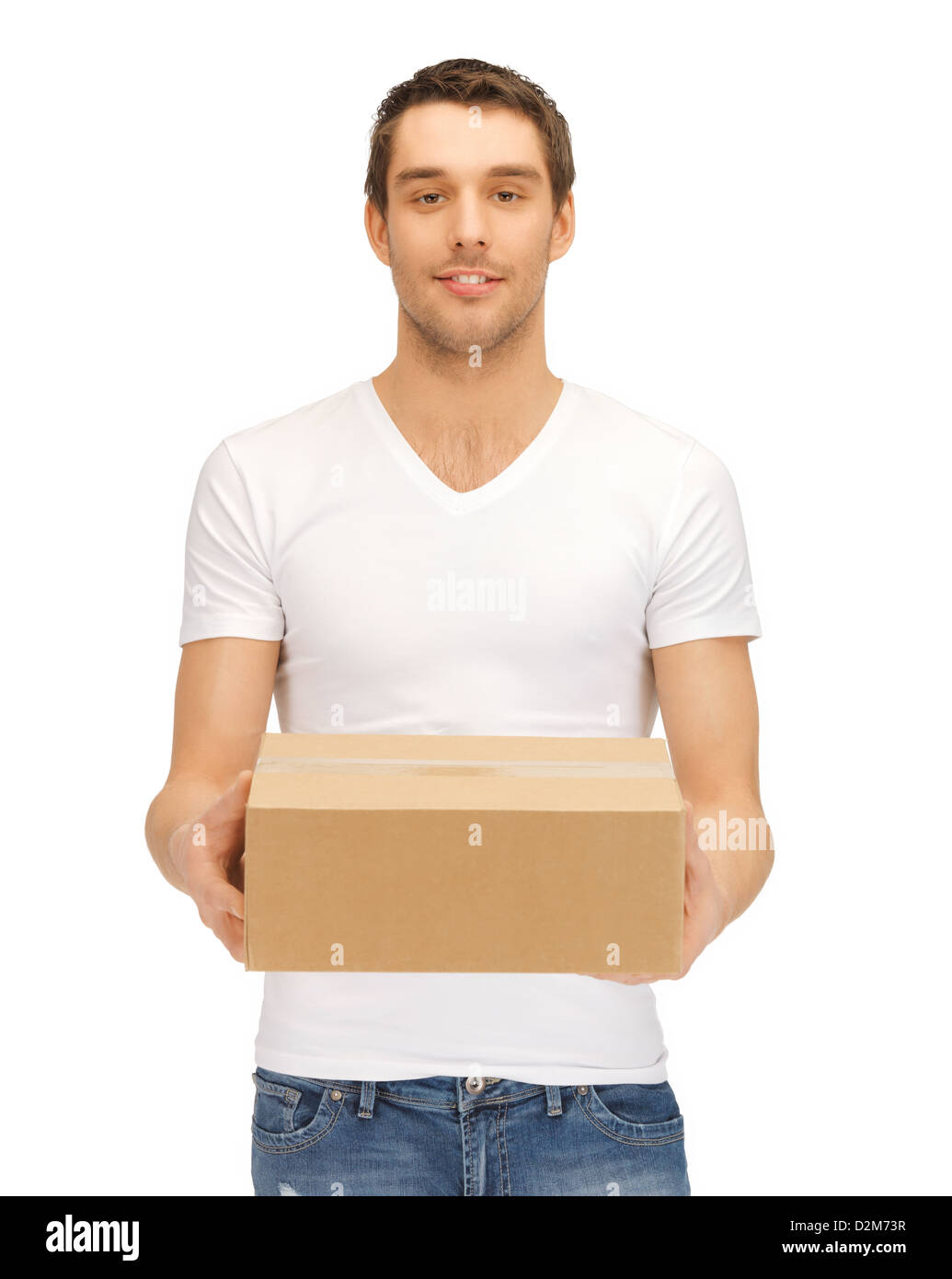 handsome man with big box Stock Photo - Alamy