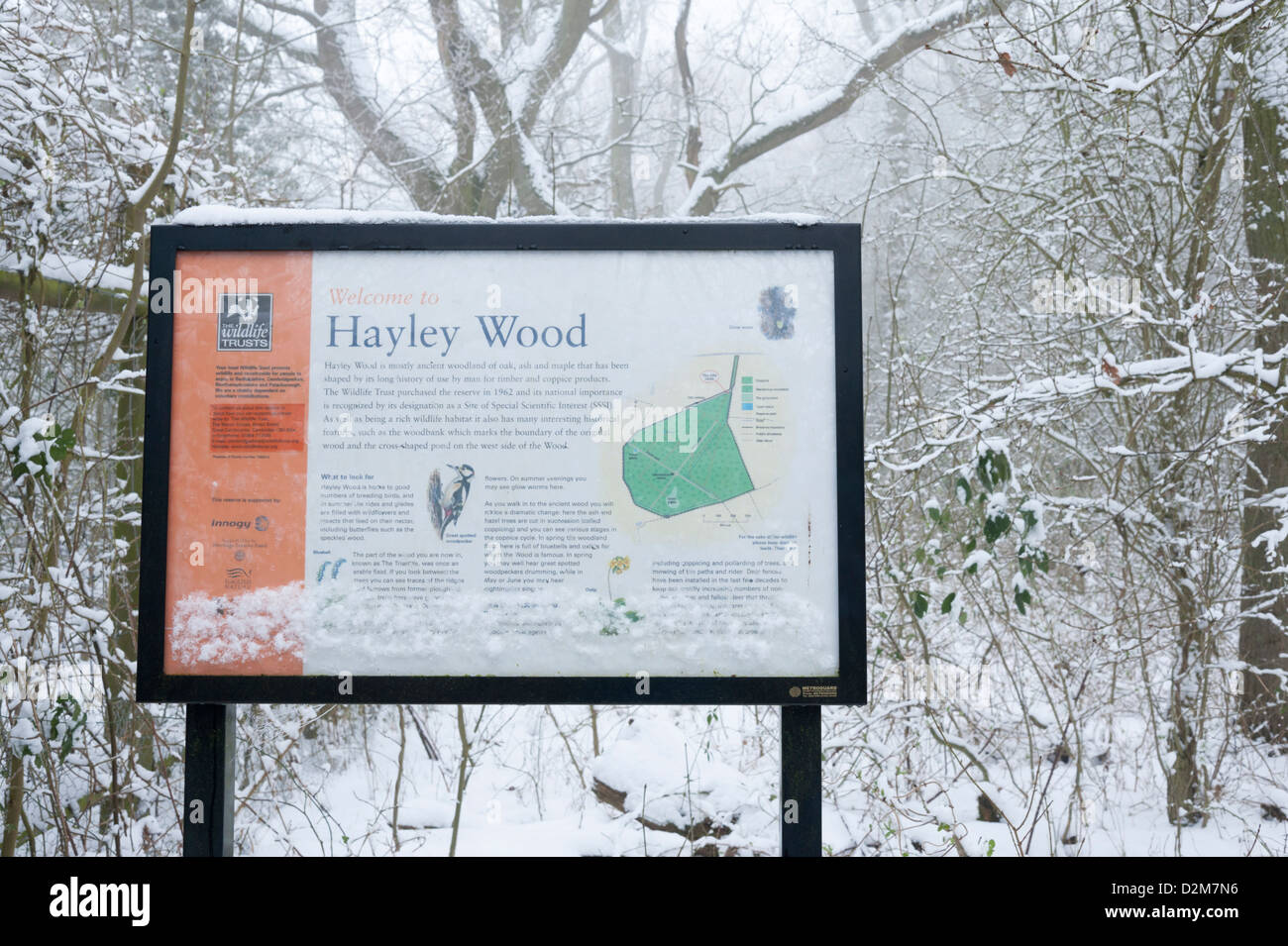 The entrance sign to Hayley Wood Cambridgeshire UK. Owned by the ...