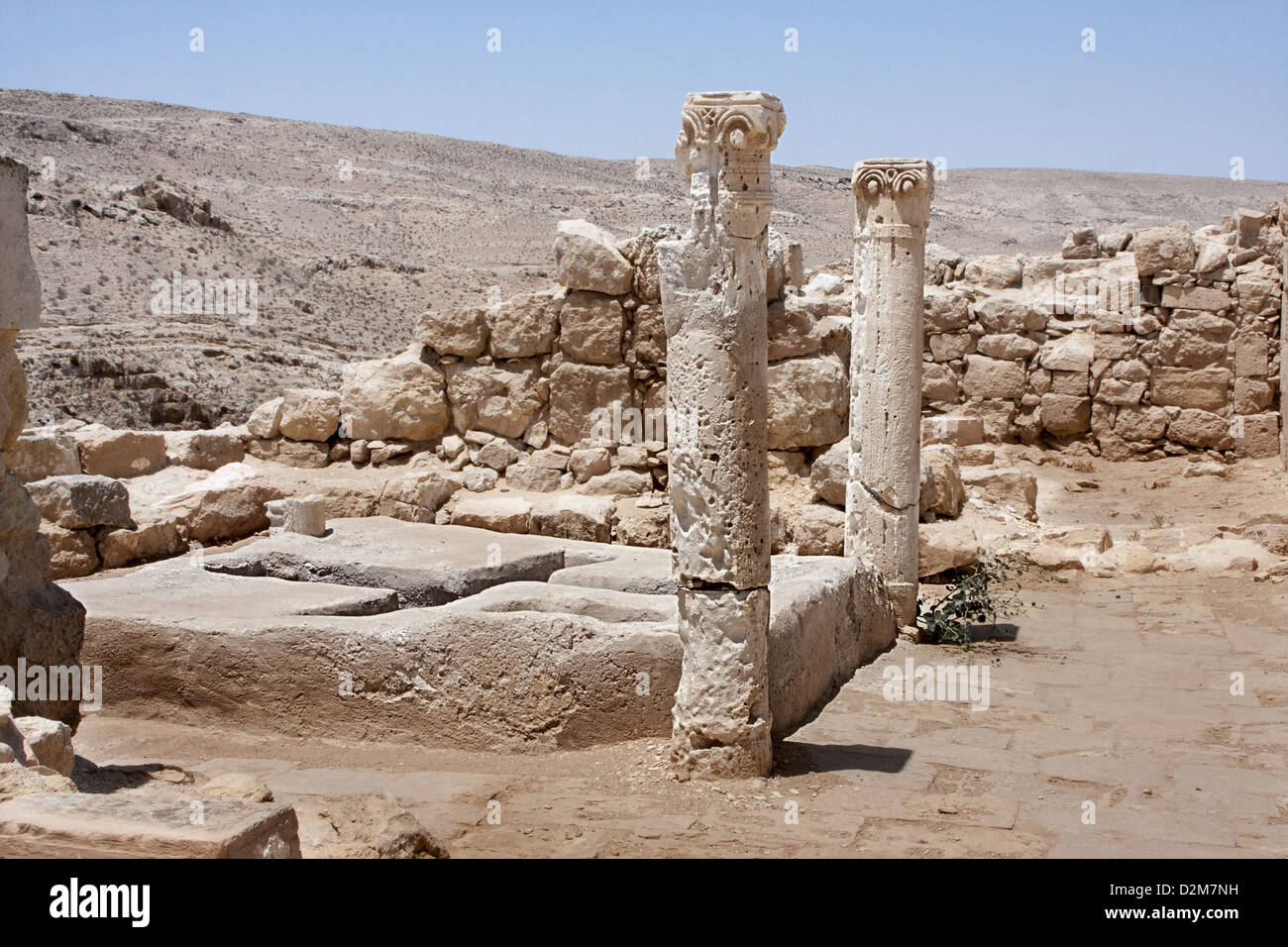 Cruciformed baptistery in ancient Mamshit (Memphis), Israel Stock Photo ...