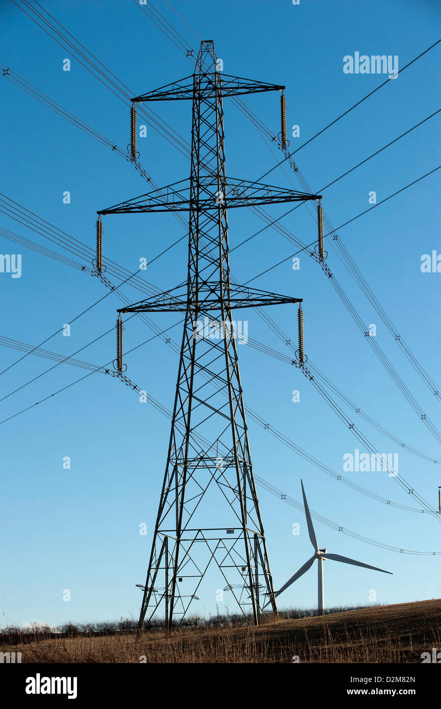 Electricity Pylons Electric Power Grid Stock Photos & Electricity ...