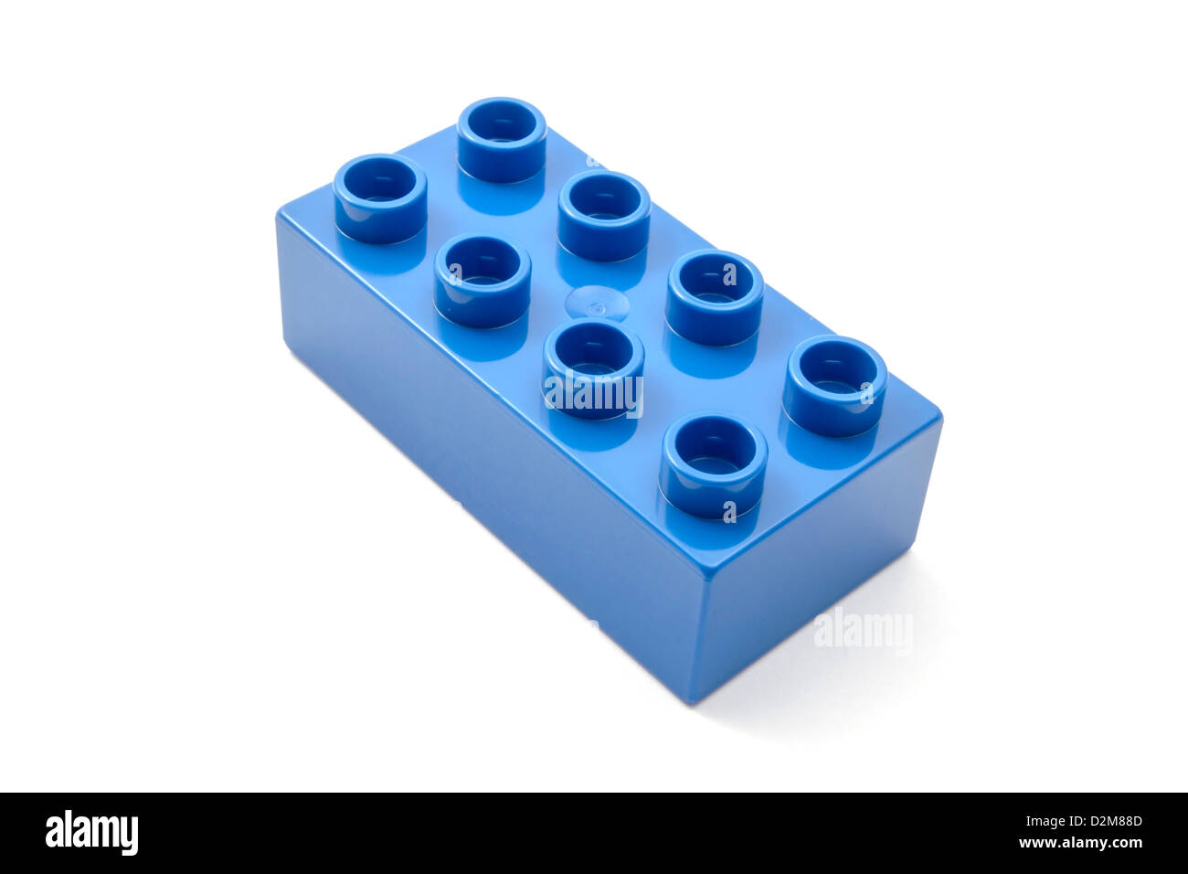 Blue building blocks closeup on white background Stock Photo - Alamy