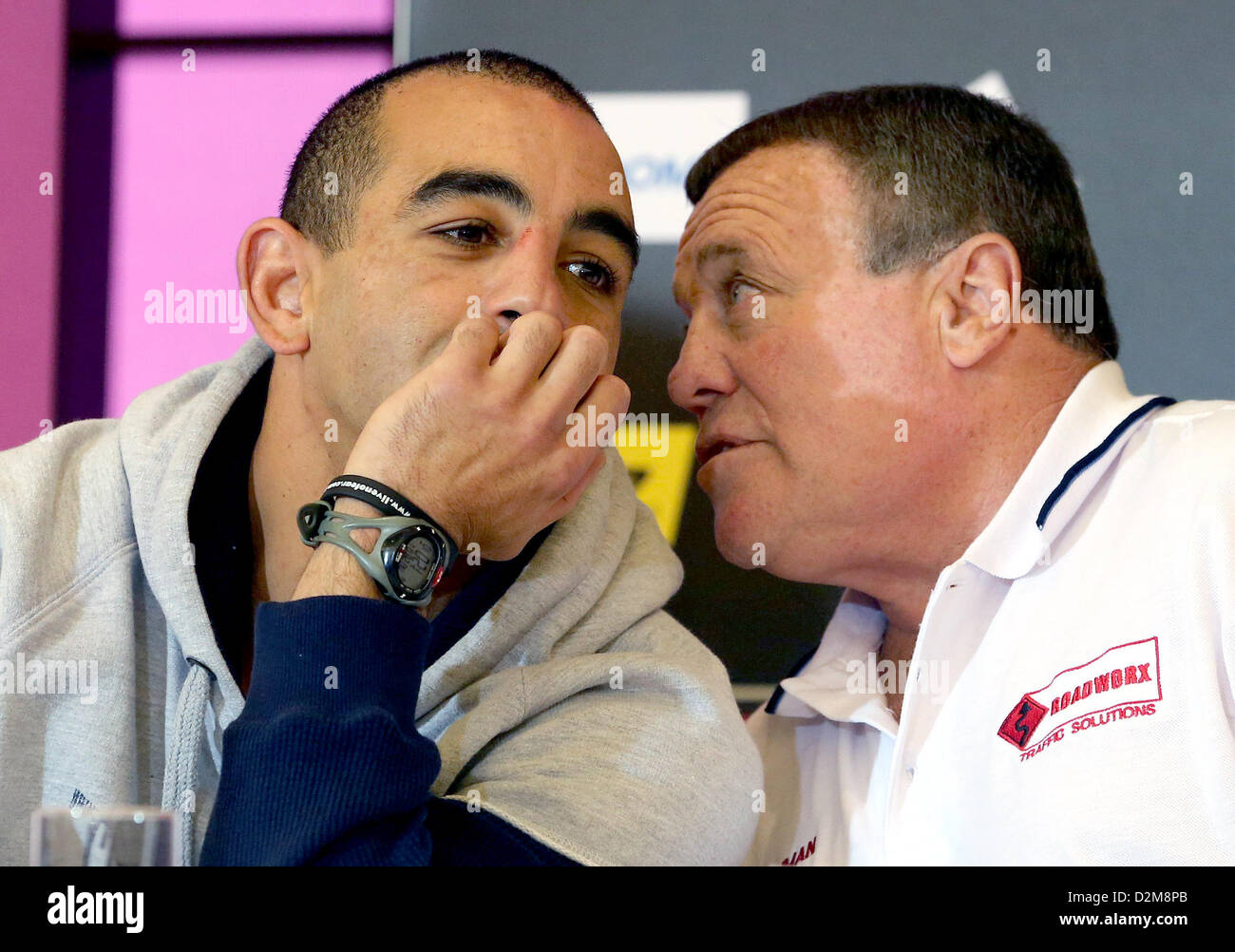 Astralian middleweight boxers Sam Soliman talks with his coach David ...