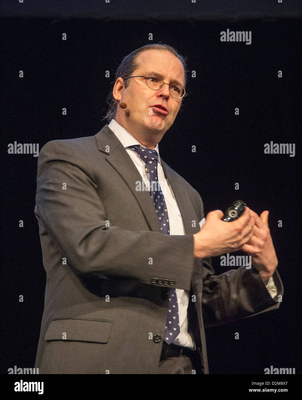 Sweden's Minister of Finance Mr. Anders Borg speaks at conference about ...