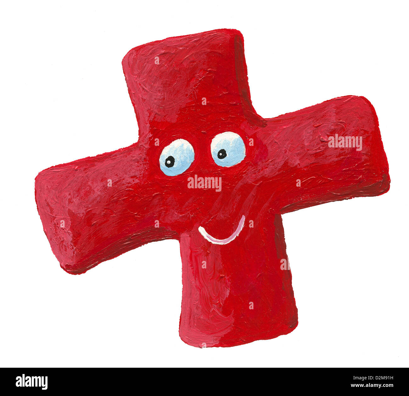 Acrylic illustration of funny red cross Stock Photo - Alamy